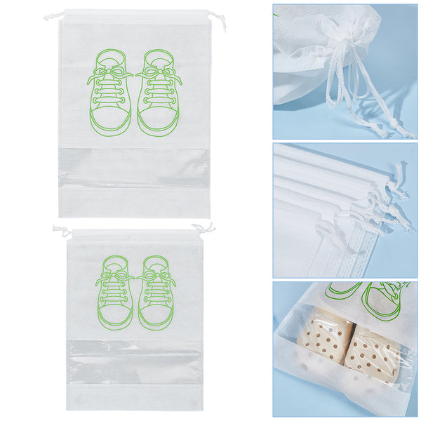 10Pcs 2 Sizes Non-Woven Fabric Shoes Storage Drawstring Bags, Rectangl ...